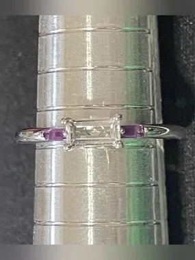 Jewelry | New Sterling Silver Emeraldcut Clear Stone Ring With Purple ...